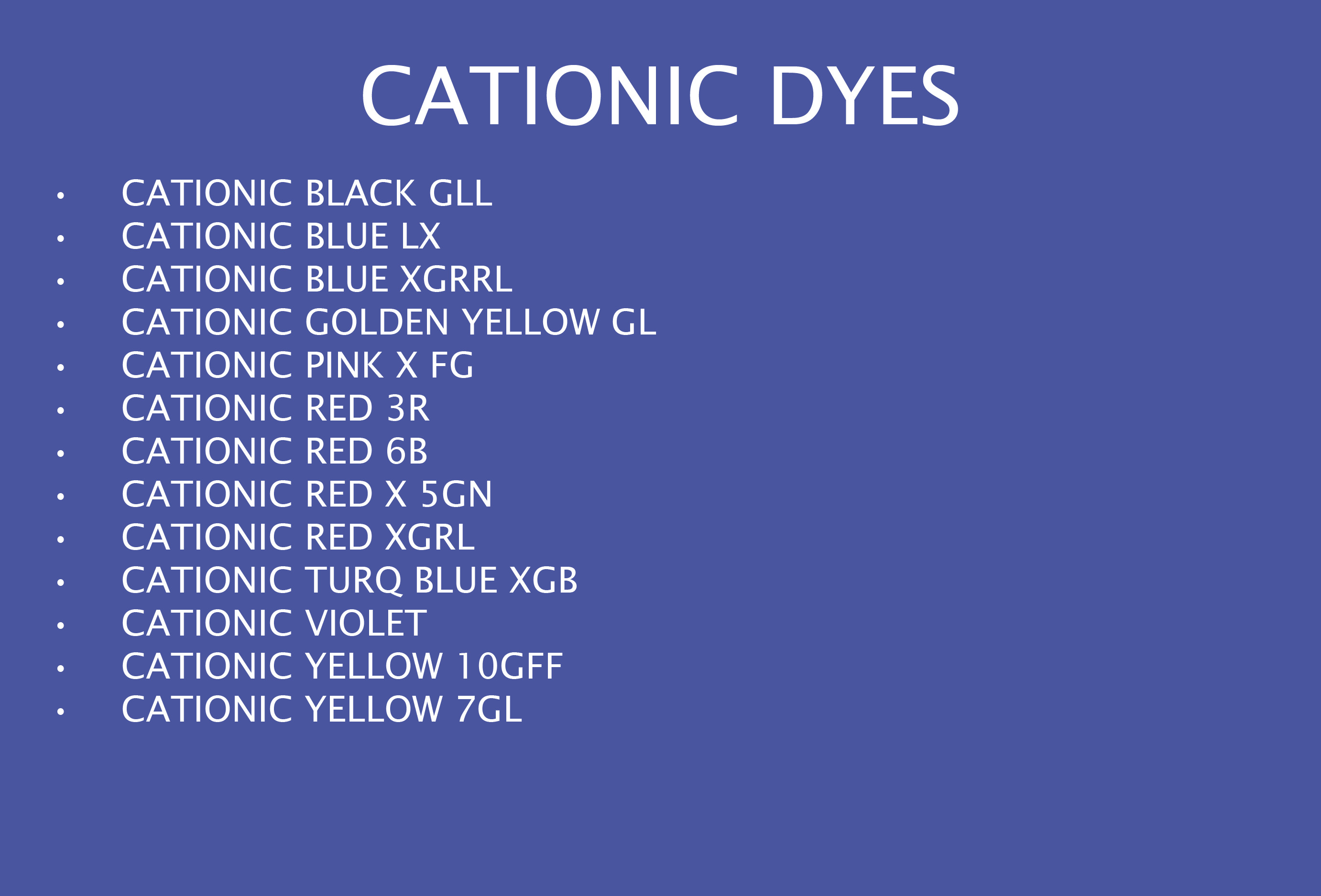 CATIONIC DYES – ARSHAD TRADERS