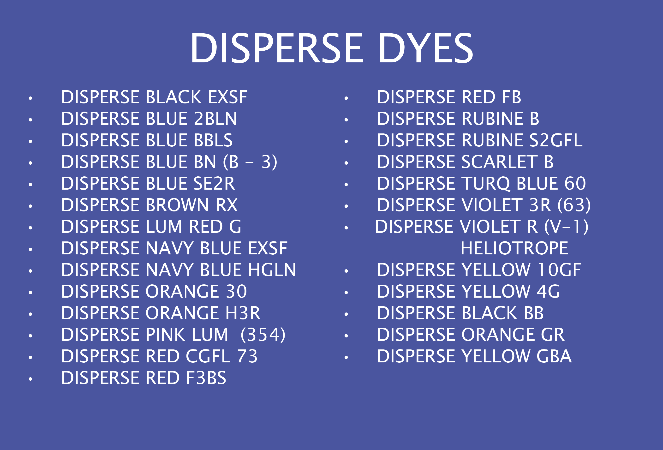 DISPERSE DYES – ARSHAD TRADERS